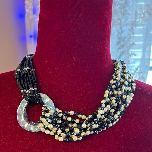 Susan Graver | Jewelry | Susan Graver Black And Off White Beaded With ...